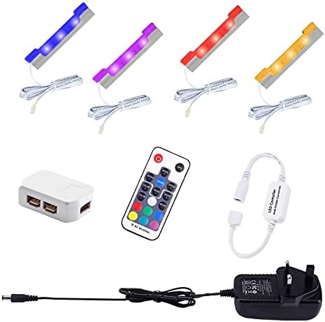 AIBOO LED RGB Under Glass Shelf Cabinet Lighting Kit with RF Remote ...
