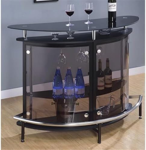 Amazon.com: Pemberly Row Contemporary Glass Home Bar in Black and ...