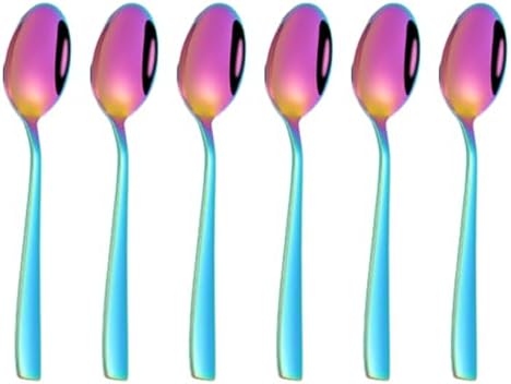 Amazon.com: Boao 6 Pieces Kids Rainbow Spoons Stainless Steel Rainbow ...