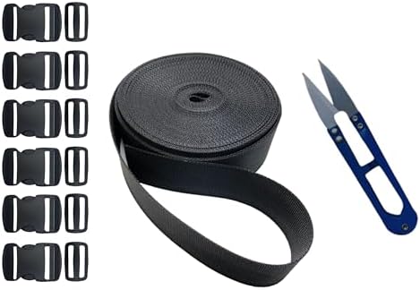 NIHSPRUHAY Nylon Webbing Strap 10meter roll with 6 Buckles, 6 Adjuster ...