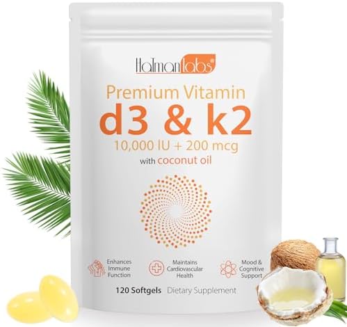 Amazon.com: SIRDIKA Vitamin D3 K2 Softgel, D3 K2 Vitamin 10000 IU ...