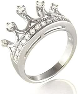 Amazon.com: CZ Sterling Silver Five Point Crown Ring Size 7: Office ...