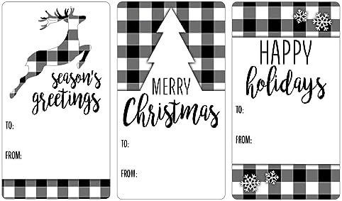 Amazon.com: Black and White Plaid Christmas Gift Tags, 42 Gift Wrap ...