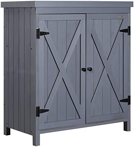 Amazon.com : Outsunny Garden Storage Cabinet, Outdoor Tool Shed with ...