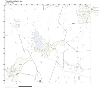 Amazon.com : ZIP Code Wall Map of West Brookfield, MA ZIP Code Map ...