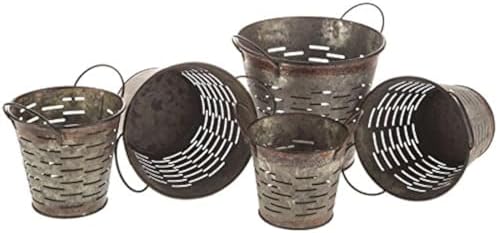 Amazon.com: Galvanized Metal Olive Buckets with Handles, Set of 5: Home ...