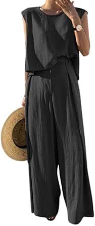 Amazon.com: TIAFORD Women Summer Linen Lounge Matching Sets 2 Piece ...