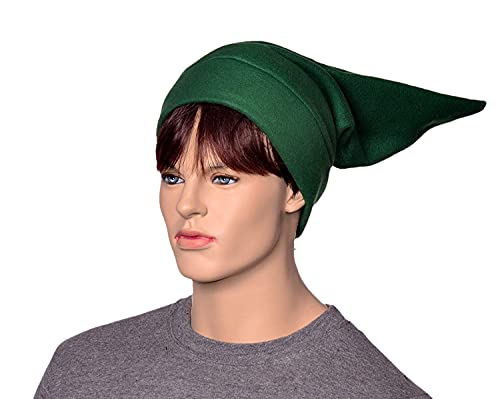 Amazon.com: Dark Forest Green Elf Hat Fleece Pointed Dwarf Cap Cosplay ...