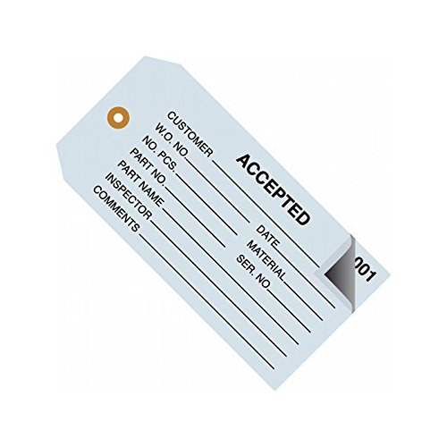 Amazon.com: Box Packaging 2-Part "Accepted" Inspection Tag, Plain, Blue ...