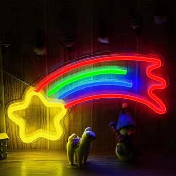 Buy Chronos Shooting Star Neon Sign Light Wall Hanging USB Operated for ...