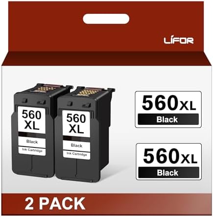 LIFOR PG-560 XL 560XL Black Ink Cartridges High Yield Replacement for ...