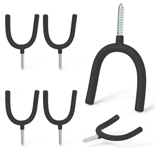 Snapklik.com : Screw In U Hook, Black Heavy Duty, 6PC, Shovel Holder ...
