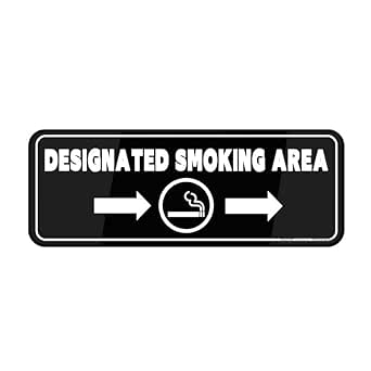 Acrylic Sign for Wall Designated Smoking Area Arrow Right Sign for ...