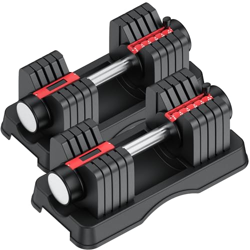 Adjustable Dumbbells Set, 55LB Single Dumbbell Weights, 6 in 1 Free ...
