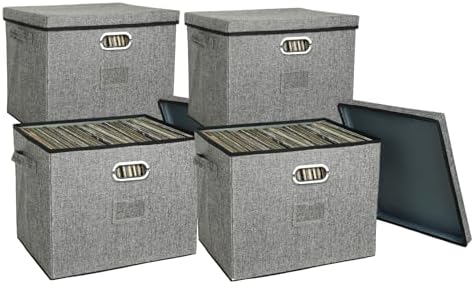 Amazon.com : ZICOTO Decorative Vinyl Record Storage Box Set of 2 For ...