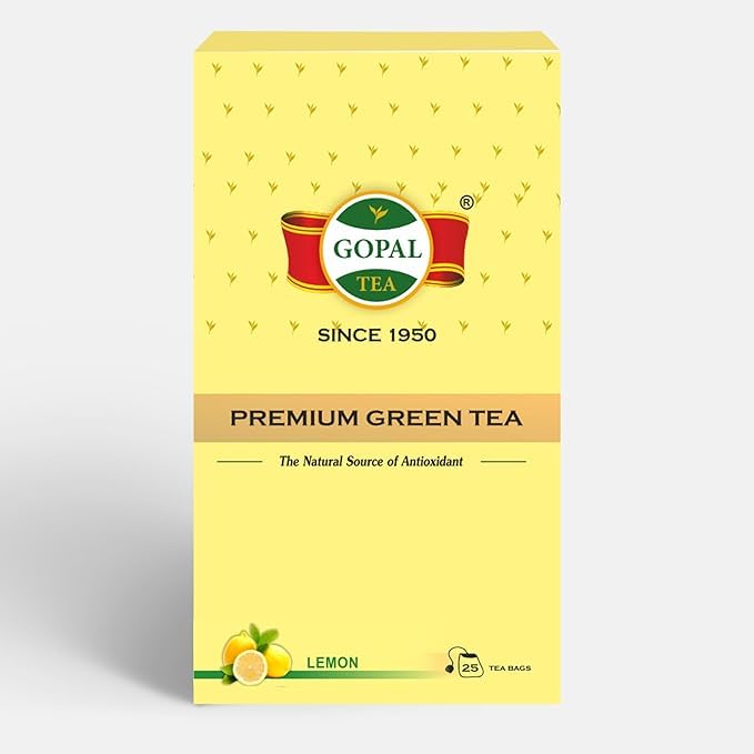 Gopal Tea Lemon Flavoured Green Tea Bags, 25 Pieces (2 gm Each), All ...