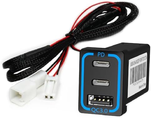 Amazon.co.jp: CHELINK 3ポート車載急速充電 カーチャージャー Type-C+QC3.0 車載2PD デュアルUSB ...