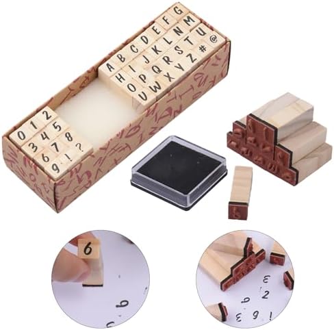 KBNIAN Wooden Rubber Stamps Kit, 40 Pcs Alphabet Rubber Stamps Letters ...