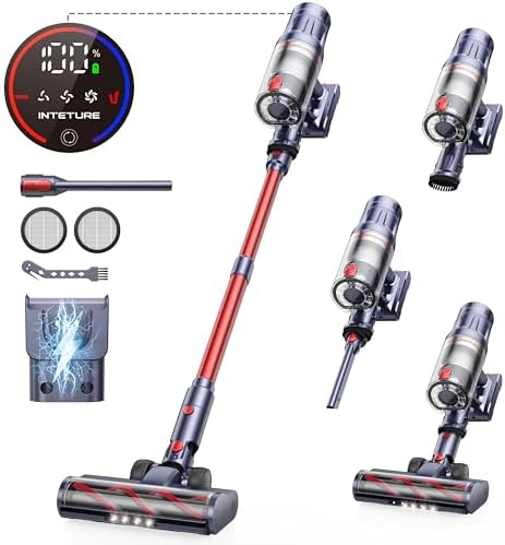 SunSare Cordless Vacuum Cleaner, 550W/45Kpa, Max 60 Mins Runtime, Wall ...