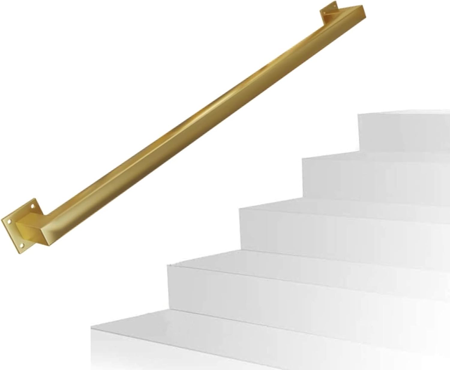 Gold Metal Handrail For Indoor Stairs, Complete Kit,Industrial Square ...