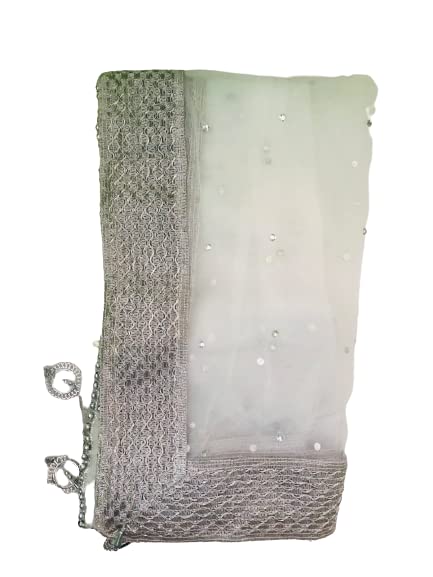 Self Design Net Lehanga Chunni White Color With Silver Embroidered ...