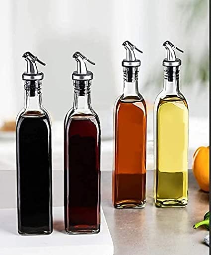 DELIi Olive Oil Dispenser Bottles 2 Pack of 500ml Glass Cooking Oil and ...