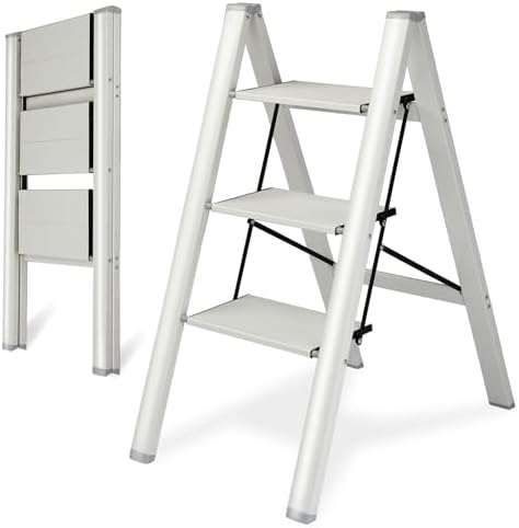 Winado 3 Step Ladder, 330LBS Folding Step Stool with Wide Anti-Slip ...