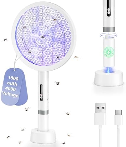 BKXCHA 2-in-1 Electric Insect Racket, Powerful 4000 V Electric Mosquito ...