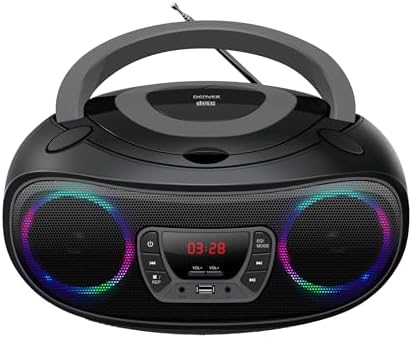 Denver TCL-212BTGREY Portable CD Player Boombox FM Radio Bluetooth 4W ...