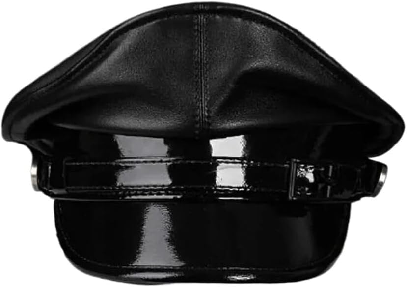 Amazon.com: Winter Leather Hat Men Male Germany Officer Visor Cap ...