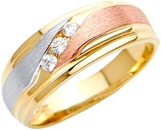 Mens 14k Tri Color Gold Wedding Band - Size 8 | Amazon.com