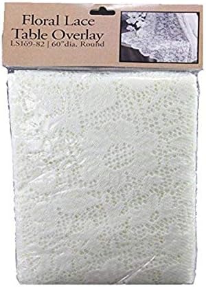 Amazon.com: 60" Ivory Round Floral Lace Table Overlay : Home & Kitchen
