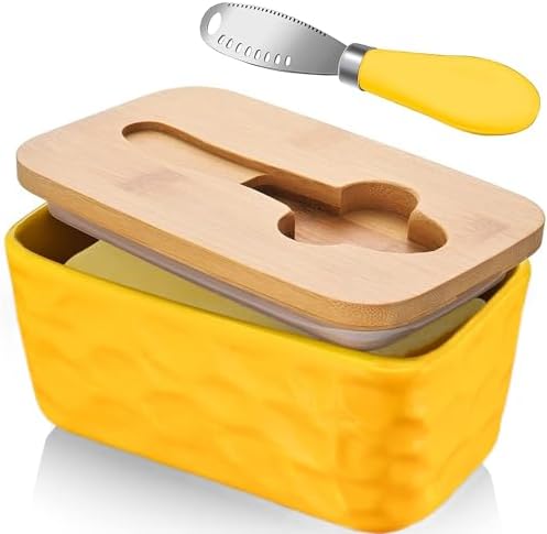 Ceramic Butter Dish with Lid and Knife Porcelain Butter Container with ...