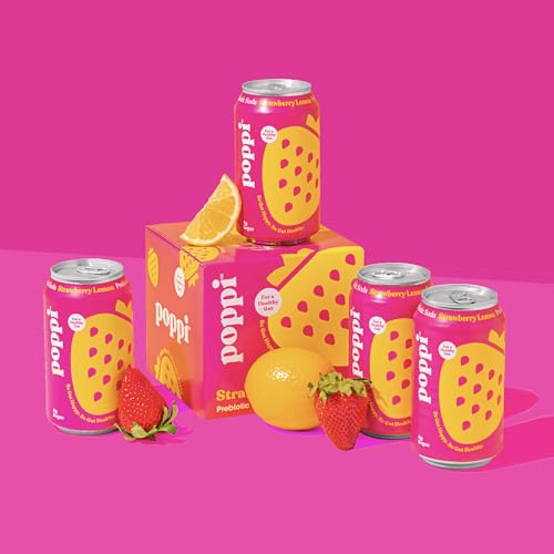 Snapklik.com : Poppi Strawberry Lemon Prebiotic Soda 4 Pack