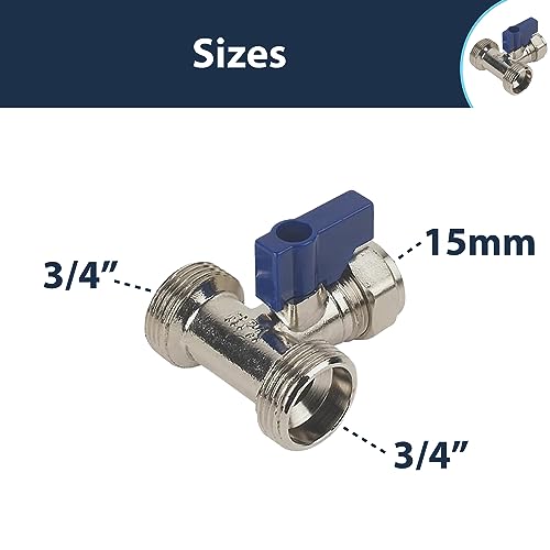 Dual Appliance Tee Valve | 3/4 x 3/4 x 15mm | BSP Compression Twin ...