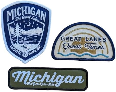 Amazon.com: 3-Pack Michigan Embroidered Patches Great Lakes State ...