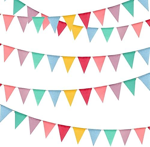 50M/164ft Multicolor Bunting Banner, 100pcs Fabric Triangle Banners for ...