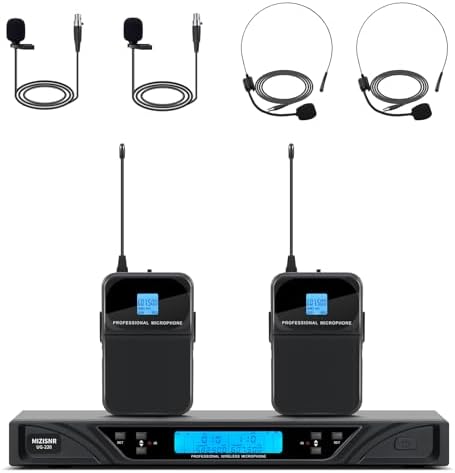 Amazon.com: MIZISNR Wireless Lapel Microphone System, 2x100 Adjustable ...