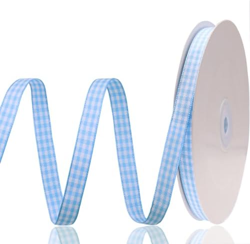 Amazon.com: Blue Gingham Ribbon, 3/8" x 50Yards Roll Plaid Ribbon ...