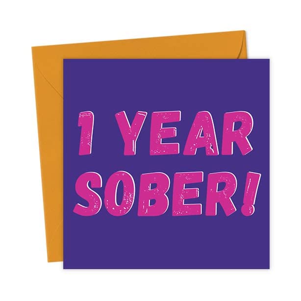 1 Year Sober - Pink card | Cute Sober Cards | Congratulations Card ...