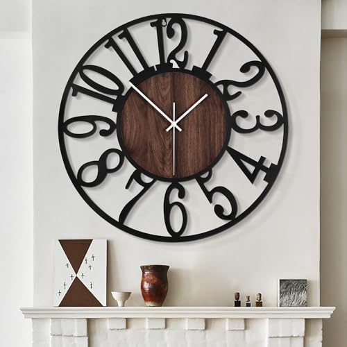 Amazon.com: LEIKE Large Wall Clocks for Living Room,Silent,Non Ticking ...