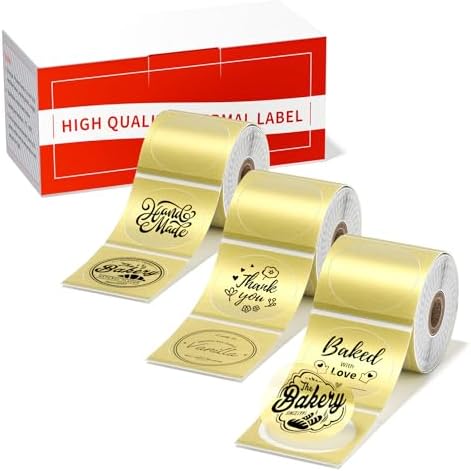 Amazon.com : M110 Thermal Labels, Clear Gold Flash M100 Label - Round ...