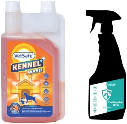 Buy VetSafe Kennel Wash 1000 ML with Pet Pest repellent spray 500 ML ...