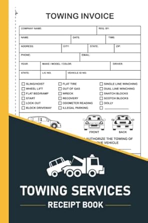 Towing Services Receipt Book: 70 Invoices For Towing and Transport ...