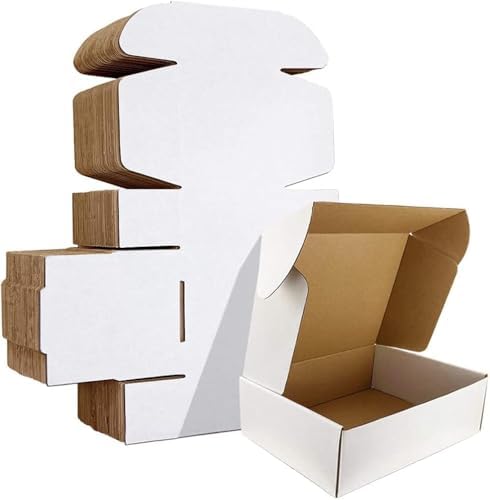 HORLIMER 25 Pack Shipping Boxes, 9x6x2 inches White Corrugated ...