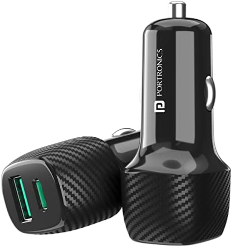 Portronics 80W Dual Output Fast Car Charger with Type-C PD & USB, LED ...
