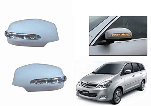 MIZZEO Car Mirror Cover with Indicator White for Toyota Innova (Set of ...