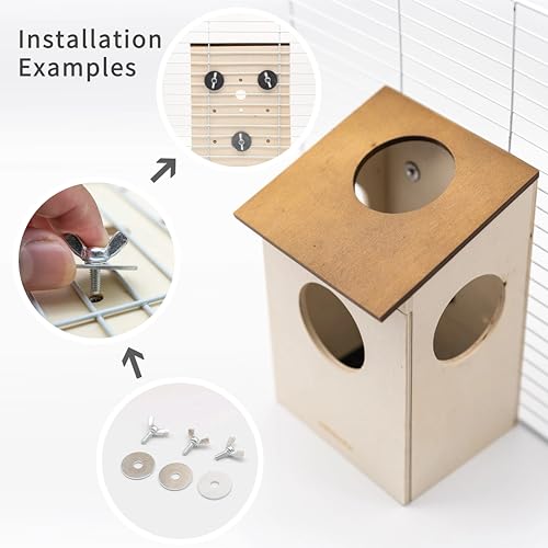 NEOUZA Wooden Sugar Glider Nest Box House,Cage,Toy,Platform for Small ...