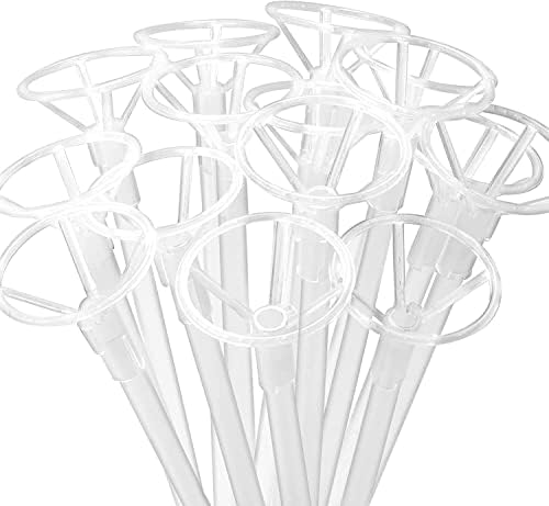 MARKQ [50 Pieces] Balloon Sticks with Cups | Clear Balloon Stick ...