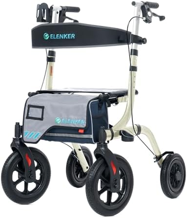 Amazon.com: ELENKER All-Terrain Rollator Walker with Seat, Outdoor ...